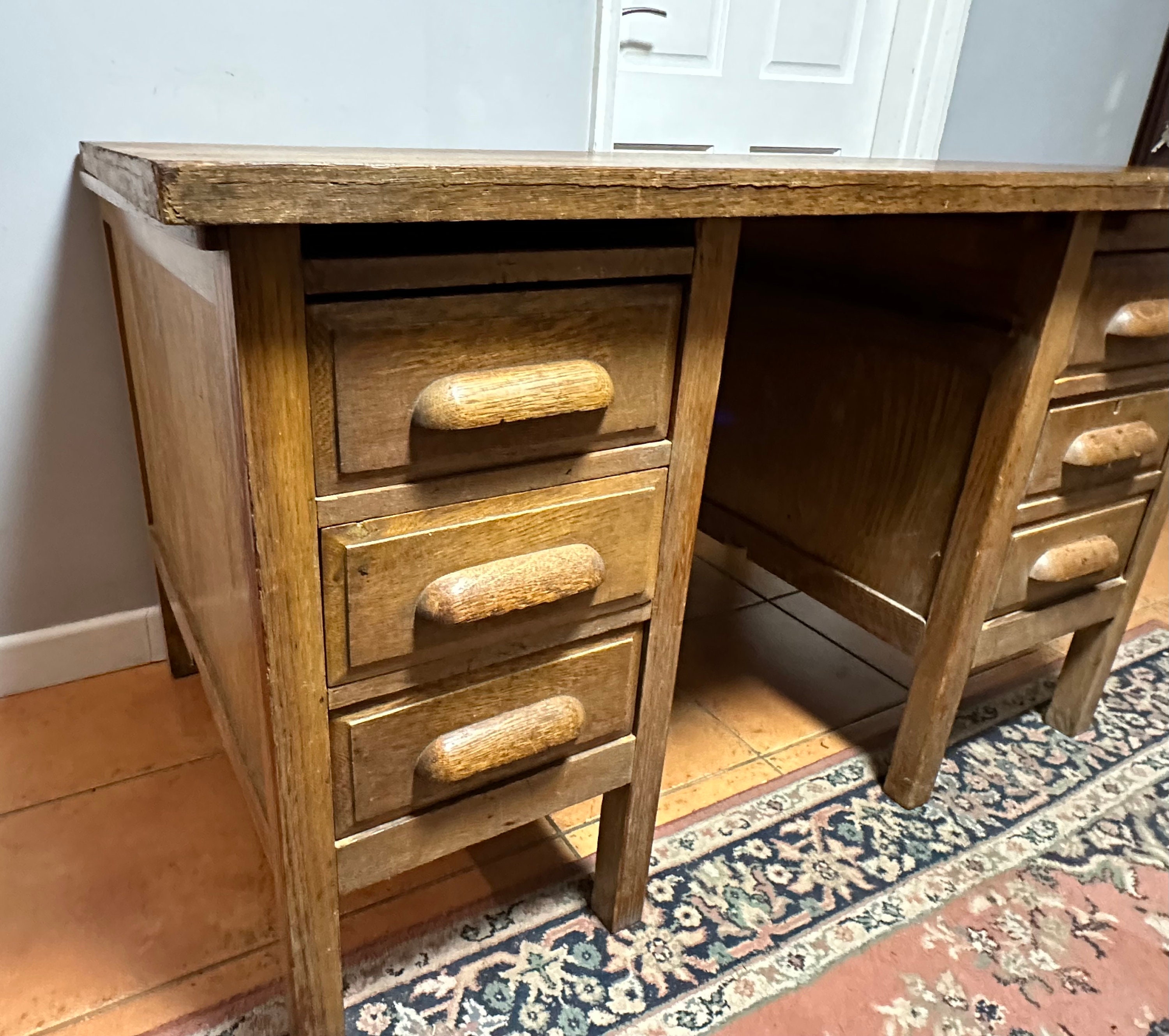 Mid-century 1940's Solid Oak Office Desk - Etsy UK