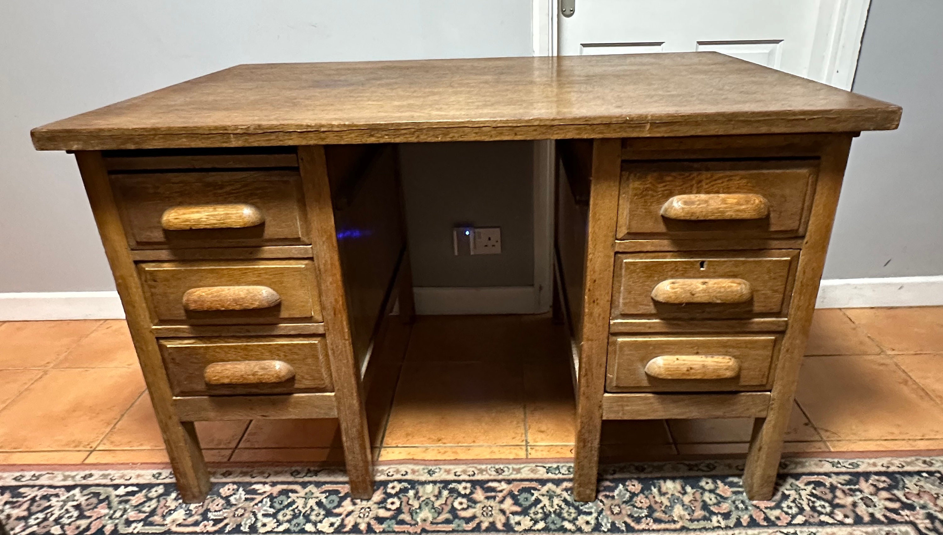 Mid-century 1940's Solid Oak Office Desk - Etsy UK