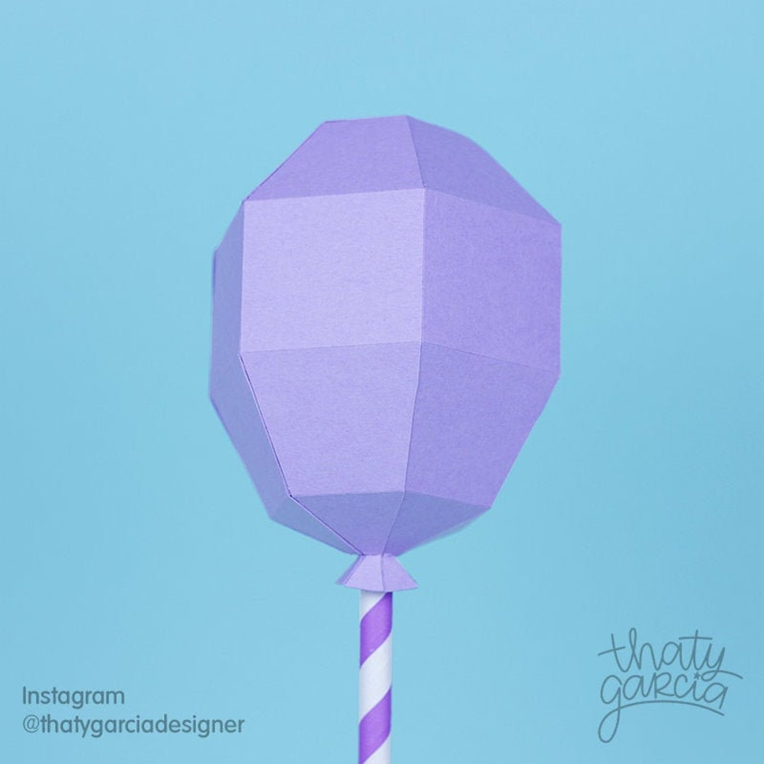 3D Party Balloon, Papercraft, Low Poly, 3D Cutting Files in DXF, SVG ...