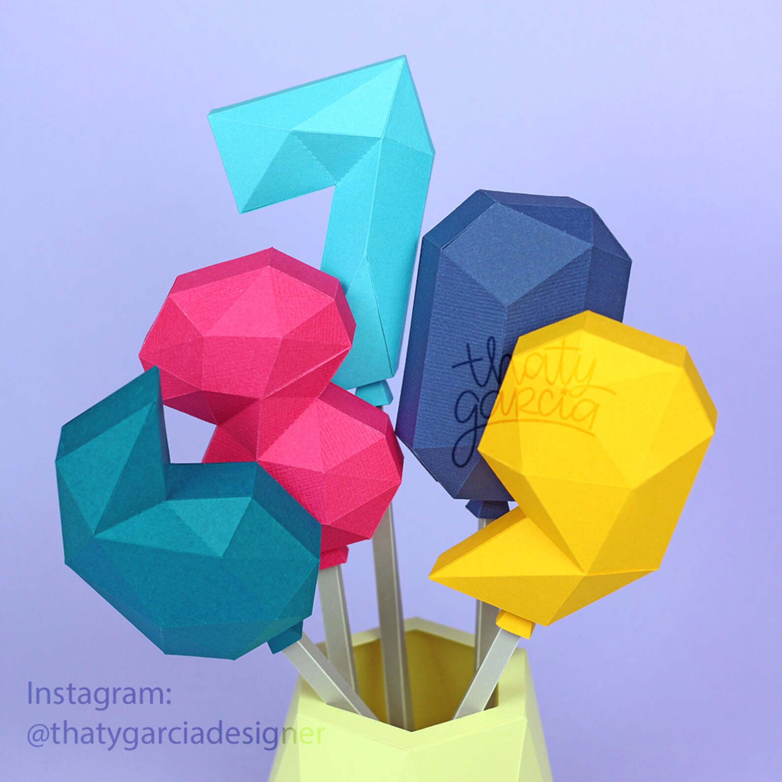 Low Poly Numbers Balloons Papercraft Low Poly 3D Cutting - Etsy