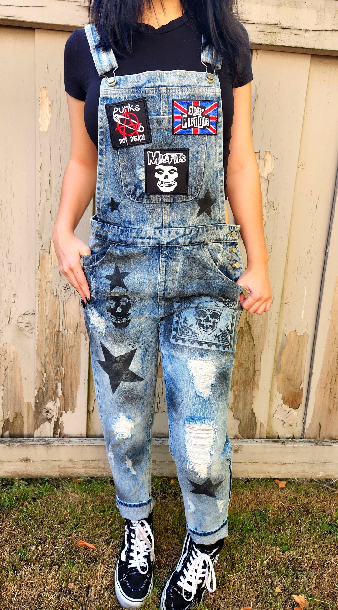 Womens Upcycled Denim PUNK Overalls Size Small 4/5 - Etsy