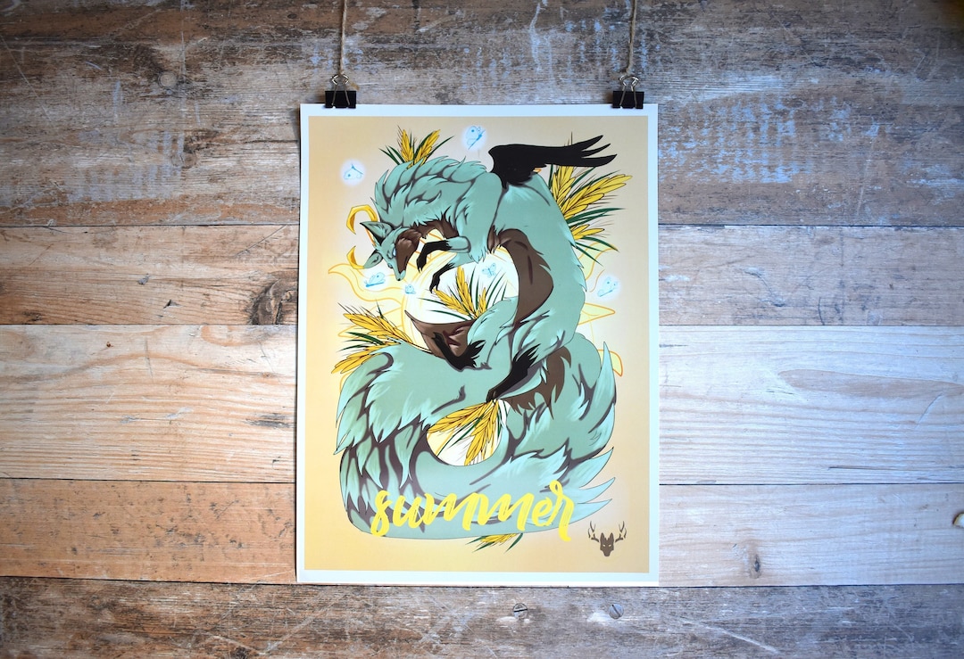 Print A4/A3 Dragon Fox Summer/ Dragon Fox Summer - Etsy