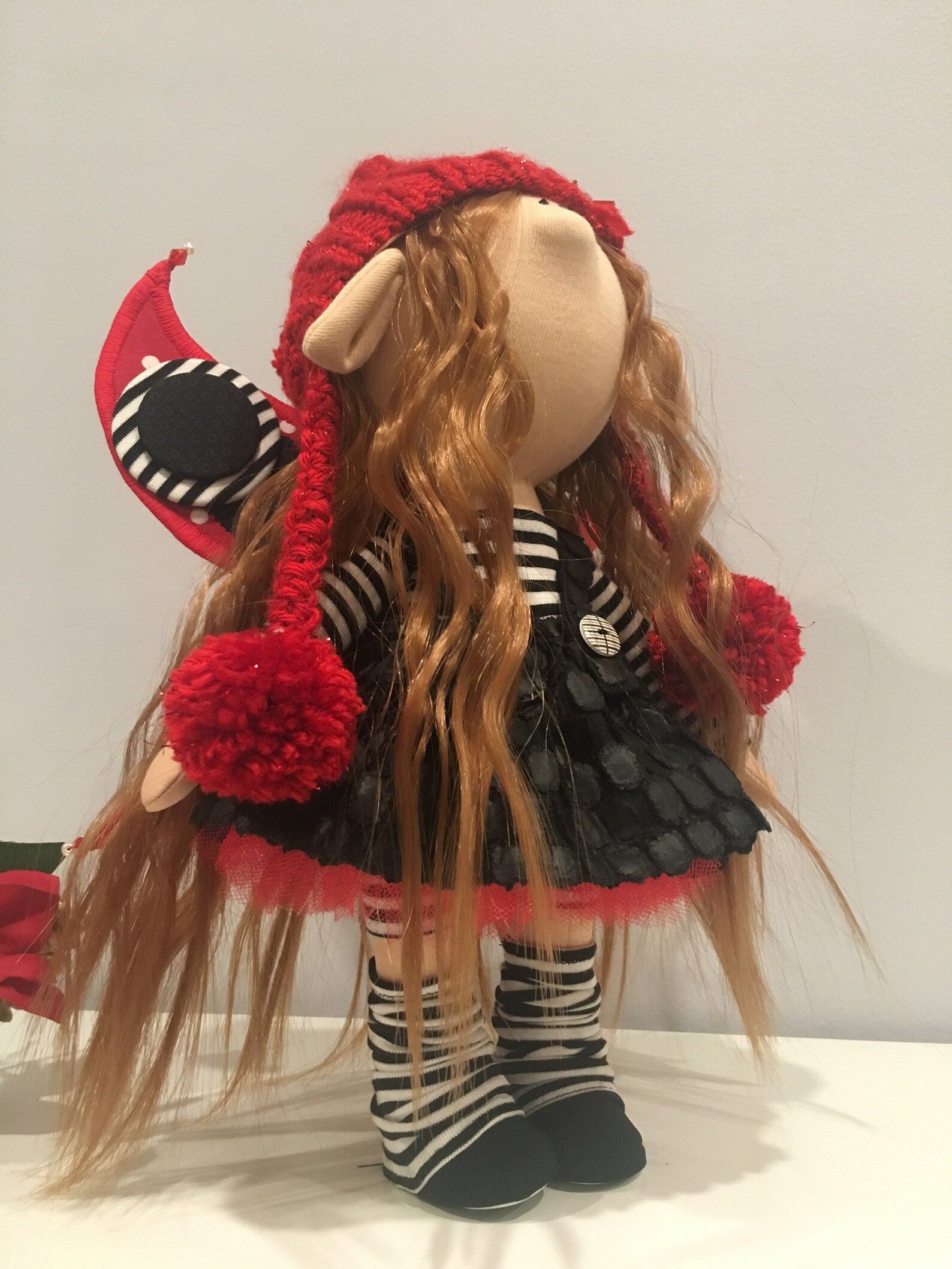 Elf Gilr Handmade Textile Doll With Wings Unique Gift Interior Home ...