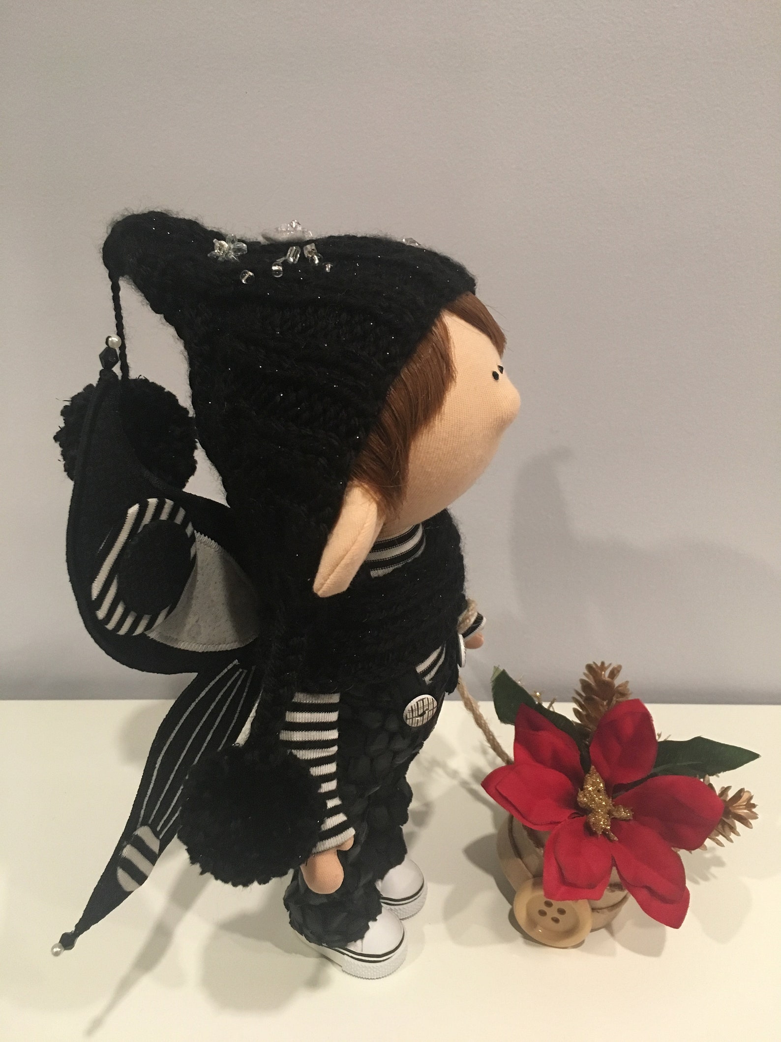 Elf Boy Handmade Textile Doll With Wings Unique Gift Interior Home ...