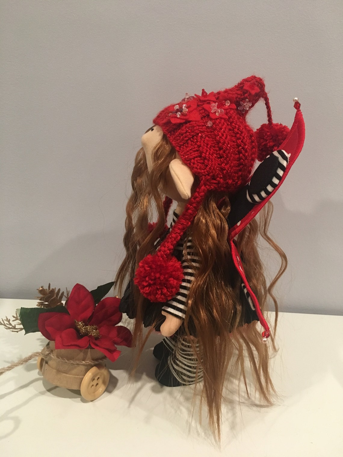 Elf Gilr Handmade Textile Doll With Wings Unique Gift Interior Home ...