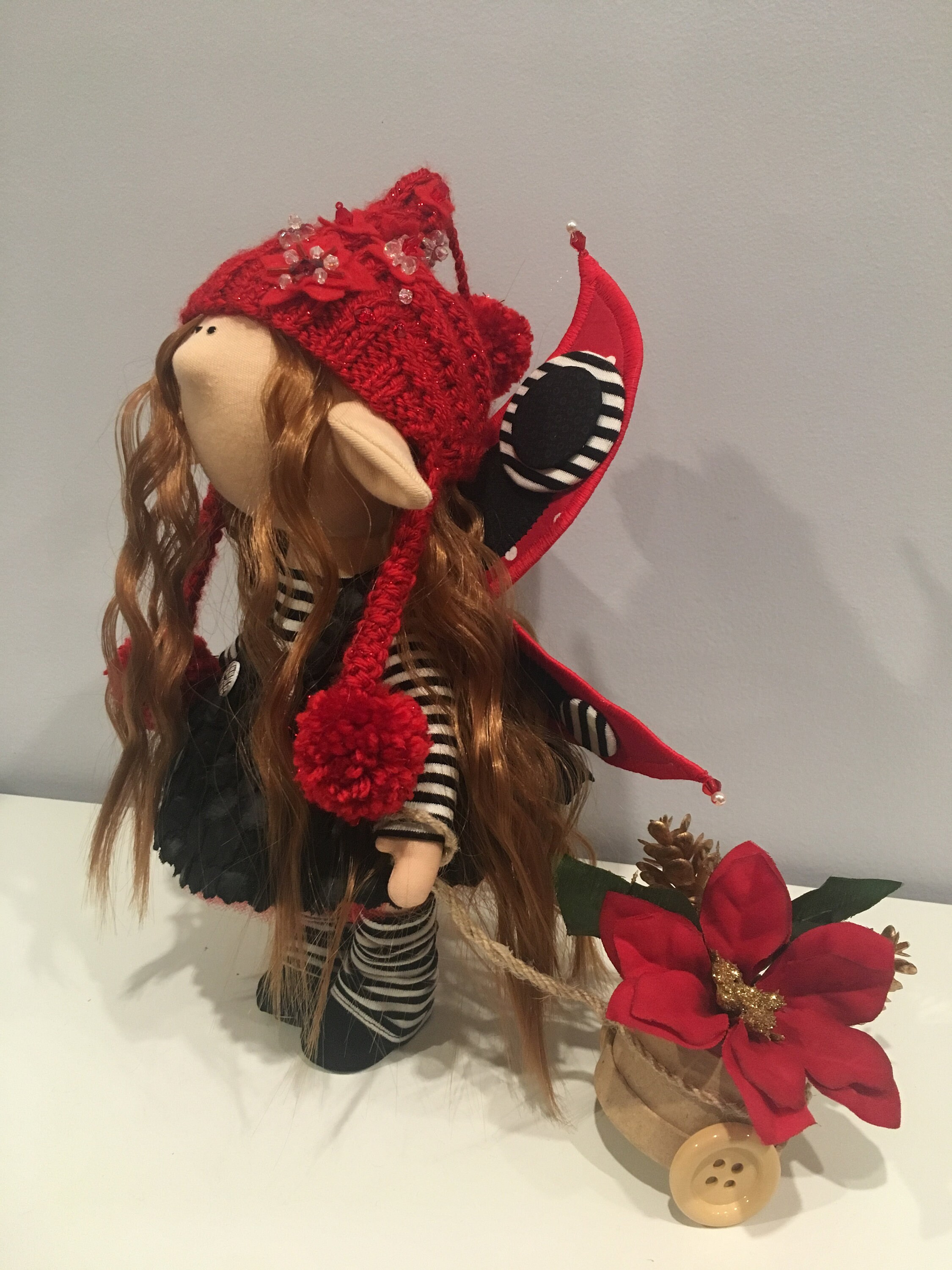 Elf Gilr Handmade Textile Doll With Wings Unique Gift Interior Home ...