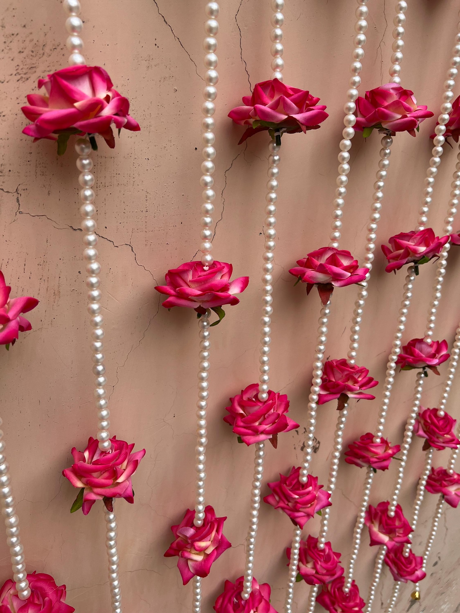 Artificial Velvet Rose Flower Garlands With Pearl Finished Acrylic ...