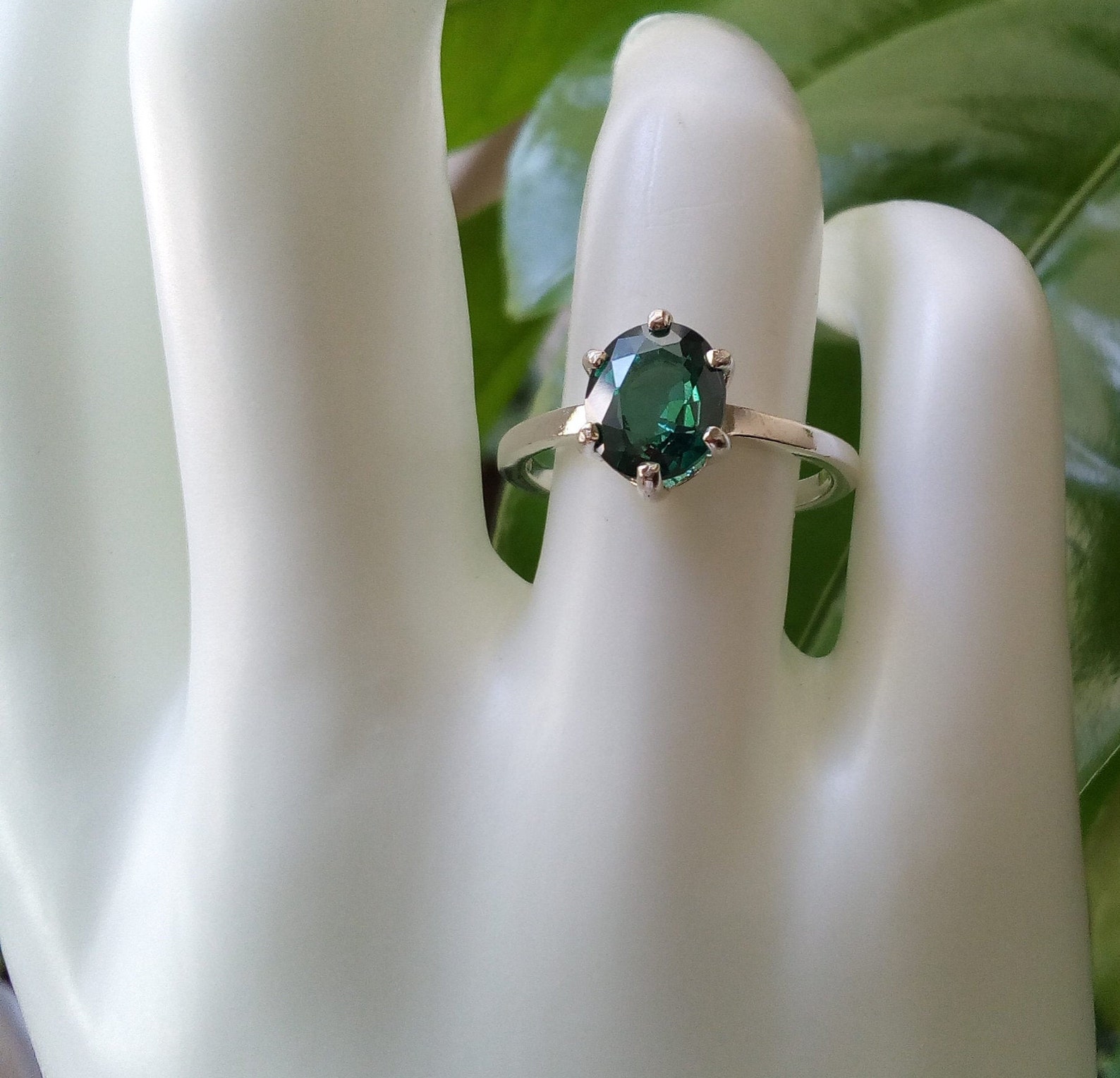 Anillo de topacio verde 1.79 quilates solitario ovalado verde plata de ...