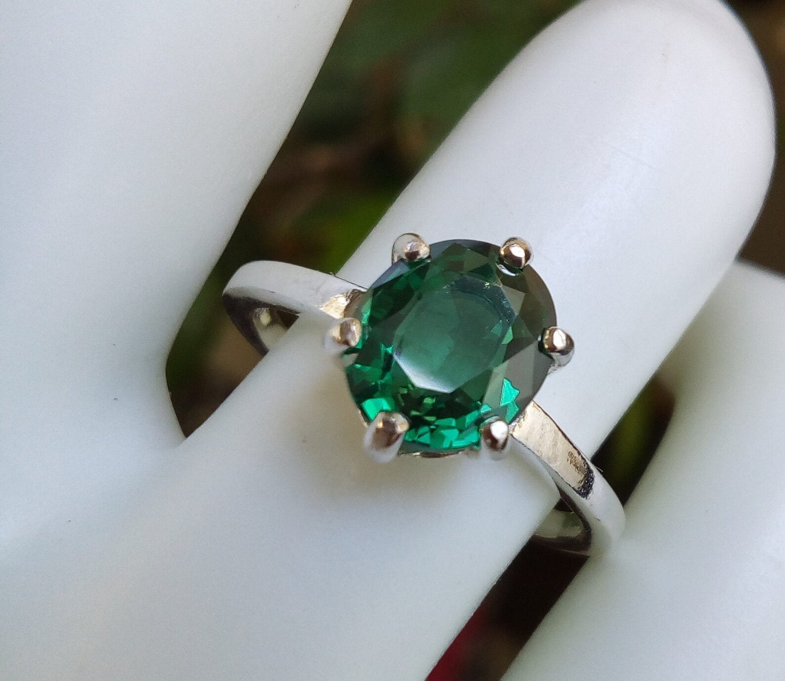 Anillo de topacio verde 1.79 quilates solitario ovalado verde plata de ...