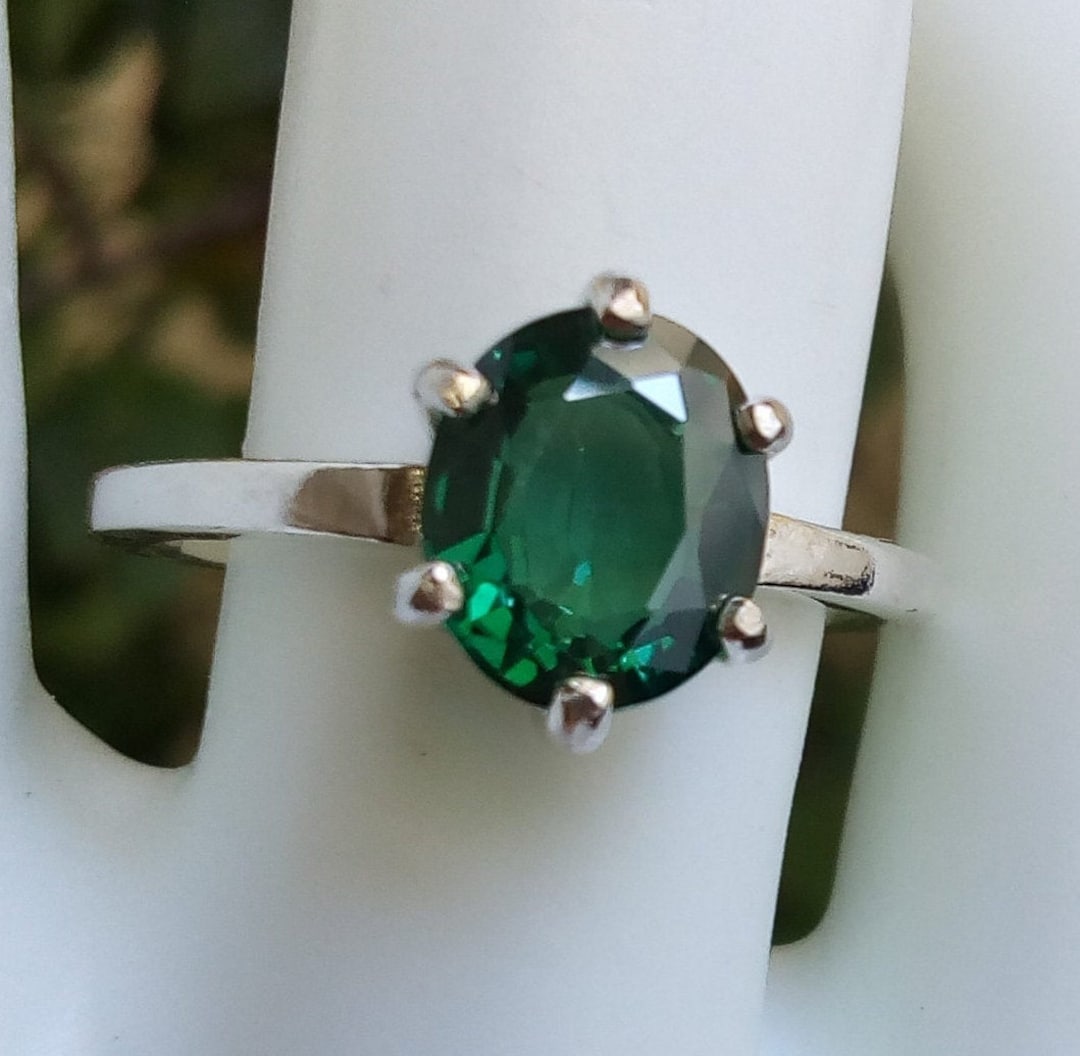 Anillo de topacio verde 1.79 quilates solitario ovalado verde plata de ...