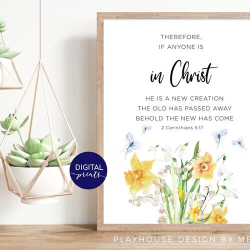 2 Corinthians 5:17 New Creation Bible Verse Printable Wall - Etsy