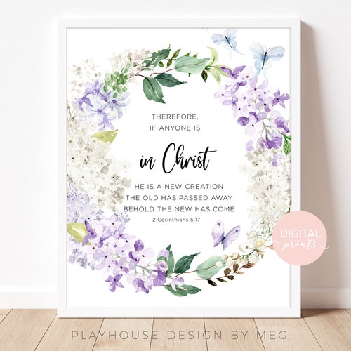 2 Corinthians 5:17 New Creation Bible Verse Printable Wall - Etsy