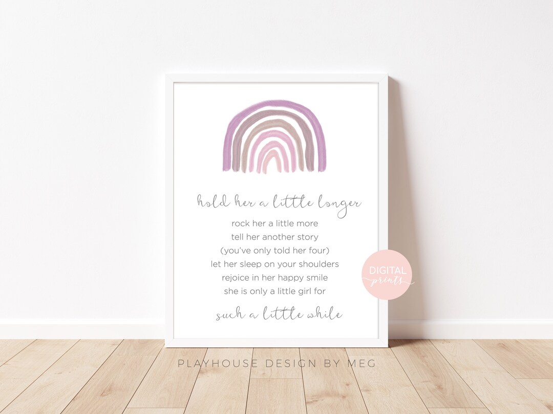 Baby Girl Rainbow Nursery Decor Hold Her a Little Longer - Etsy