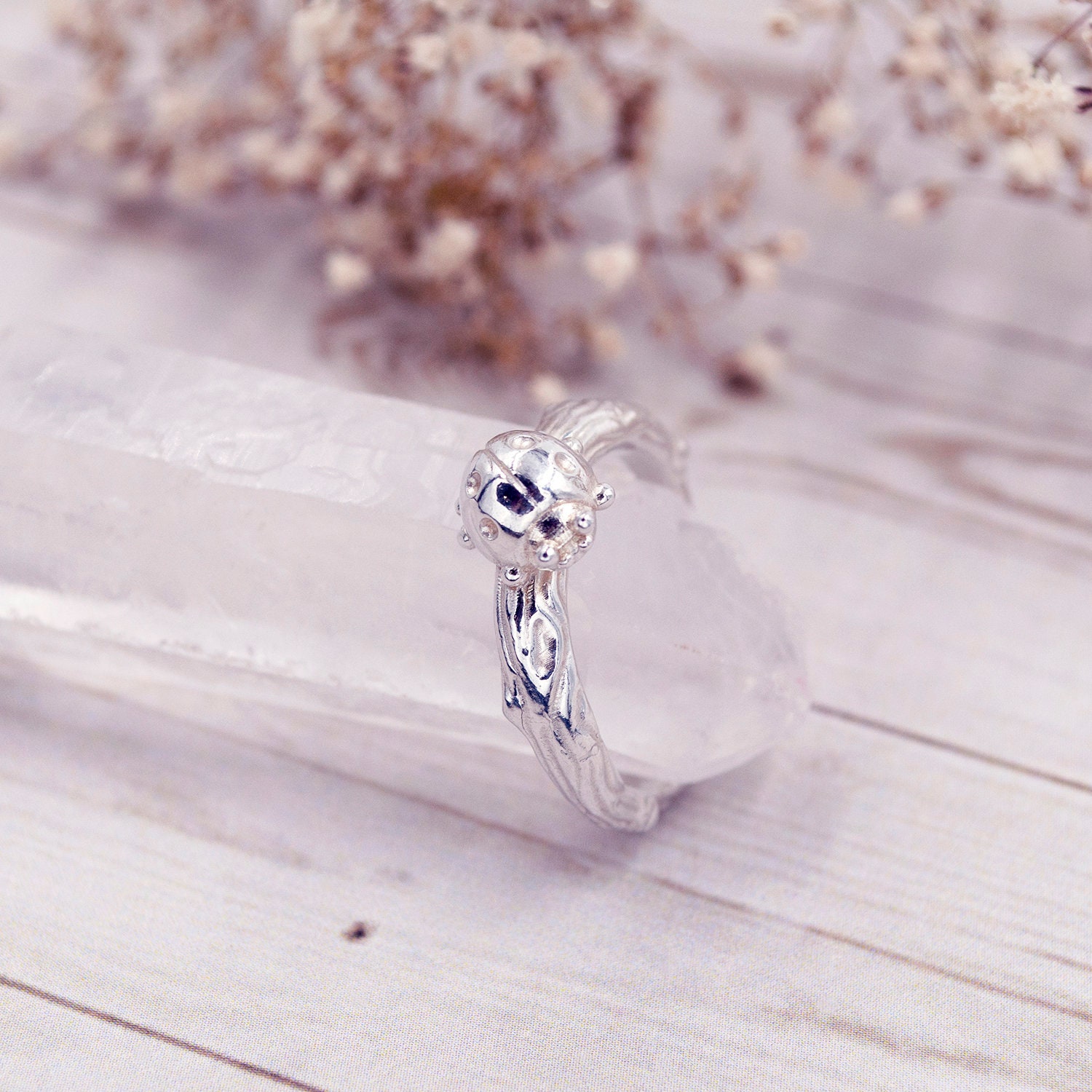 Silver Ladybird Twig Ring Handmade Jewellery Ladybug Ring - Etsy
