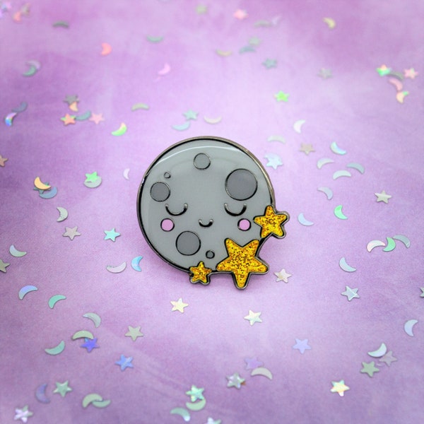 Moon Enamel Pin - Etsy