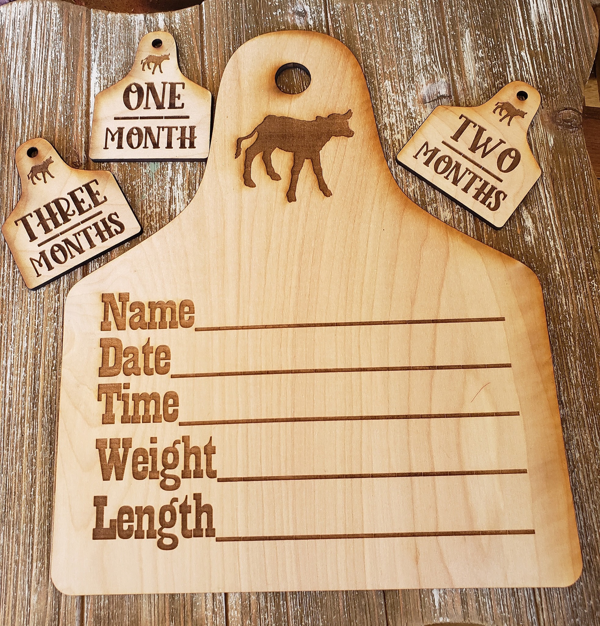 Cattle Tag Birth Announcement With All 12 Months | Etsy