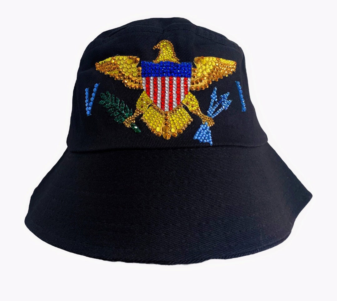 Black US Virgin Islands Bucket Hat in Rhinestones - Etsy