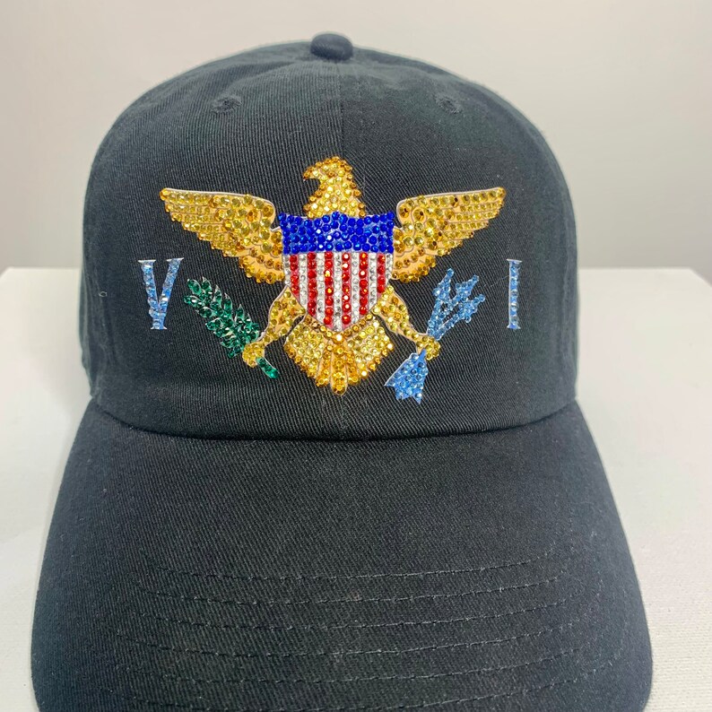 Black US Virgin Islands Custom Made Relaxed Cap With Crystal ...