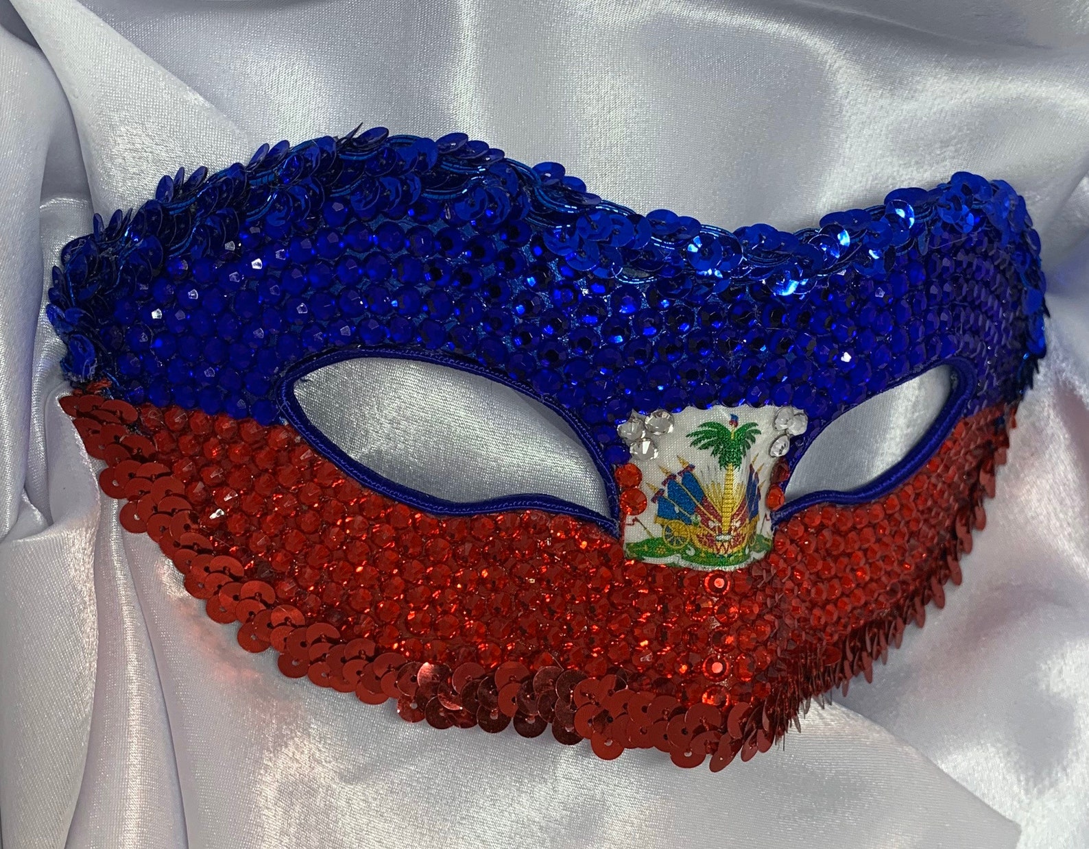 Haitian Masquerade Mask: Red & Blue Rhinestone Carnival Mask - Etsy