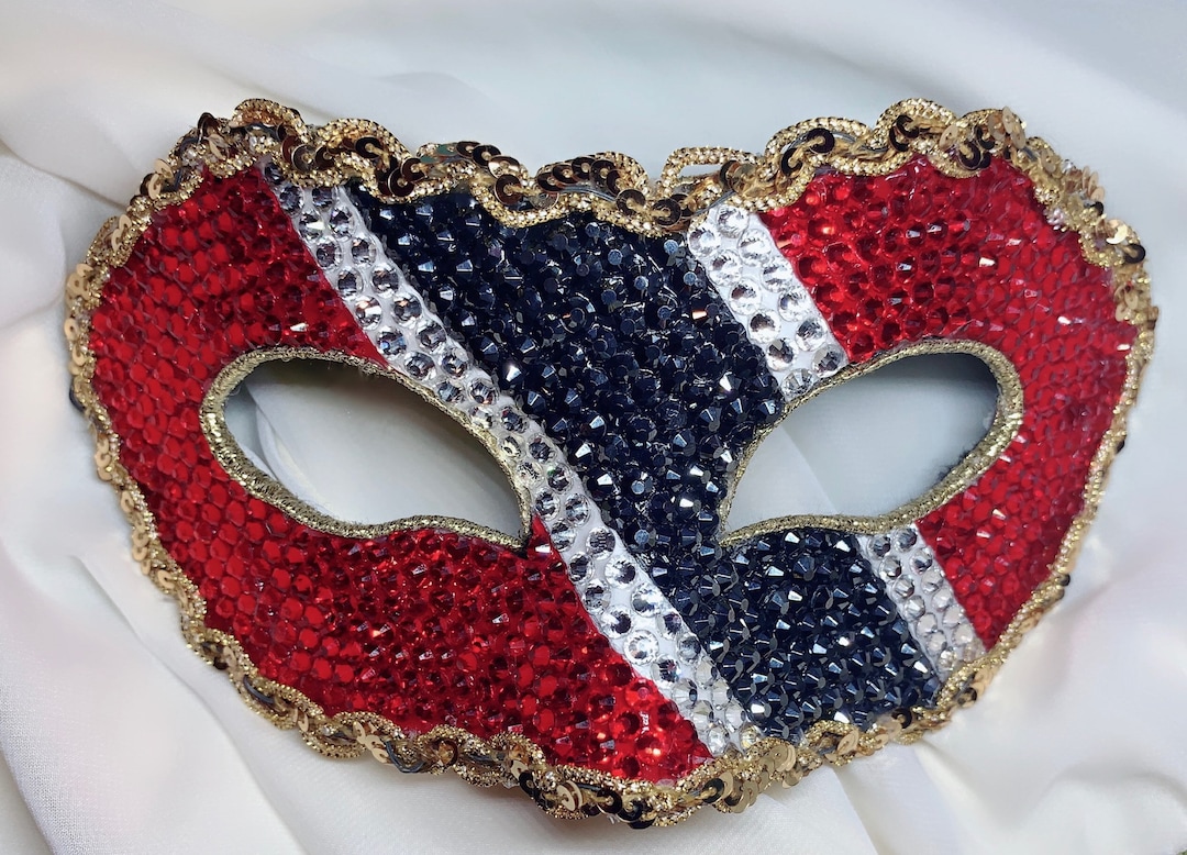Trinidad & Tobago Gold Trimmed Masquerade Mask Hand Crafted and Hand ...