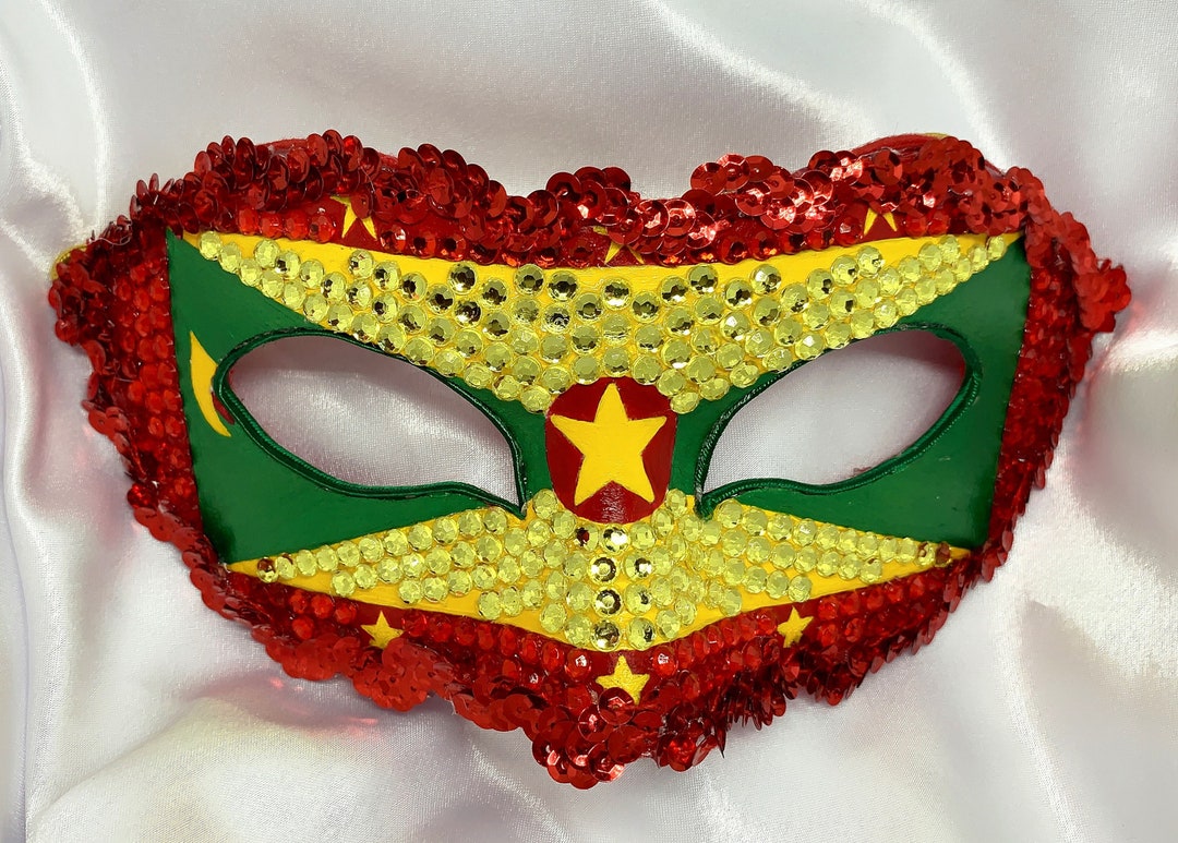 Grenada Masquerade Mask | Red, Yellow and Green Carnival Mask ...