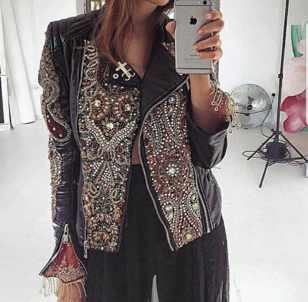 Boho Leather Jacket Etsy