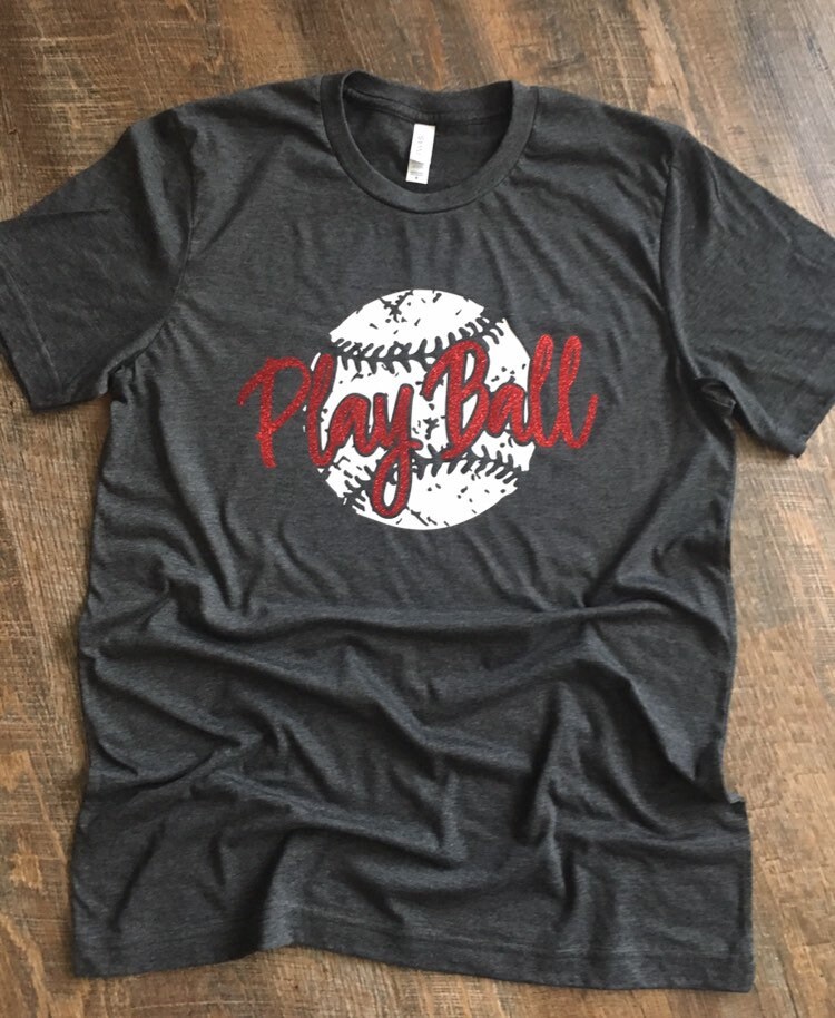PLAY BALL Baseball Distressed Grunge Glitter Mom Tee Shirt | Etsy