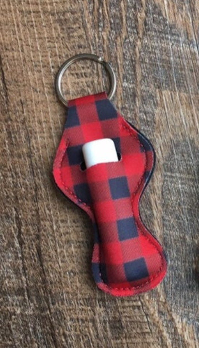 Buffalo Plaid Keychain Chapstick Lip Gloss Flash Drive Holder - Etsy