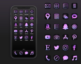 Neon Purple Icons - Etsy