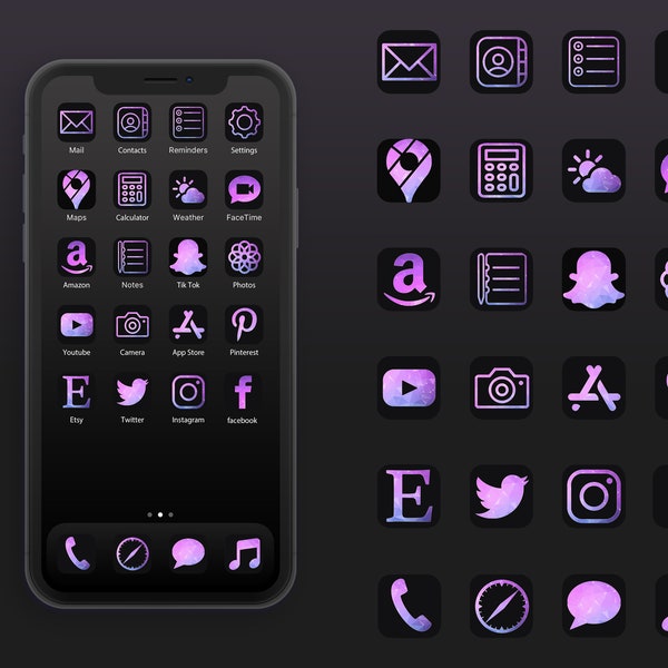 Neon Purple Icons - Etsy