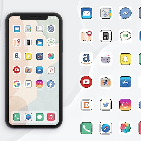 Flat Color Icons Pack - Etsy