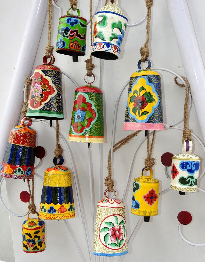 Lot of 10 Antique Hand-painted Metal Cow Bells: Rustic Farmhouse Decor ...