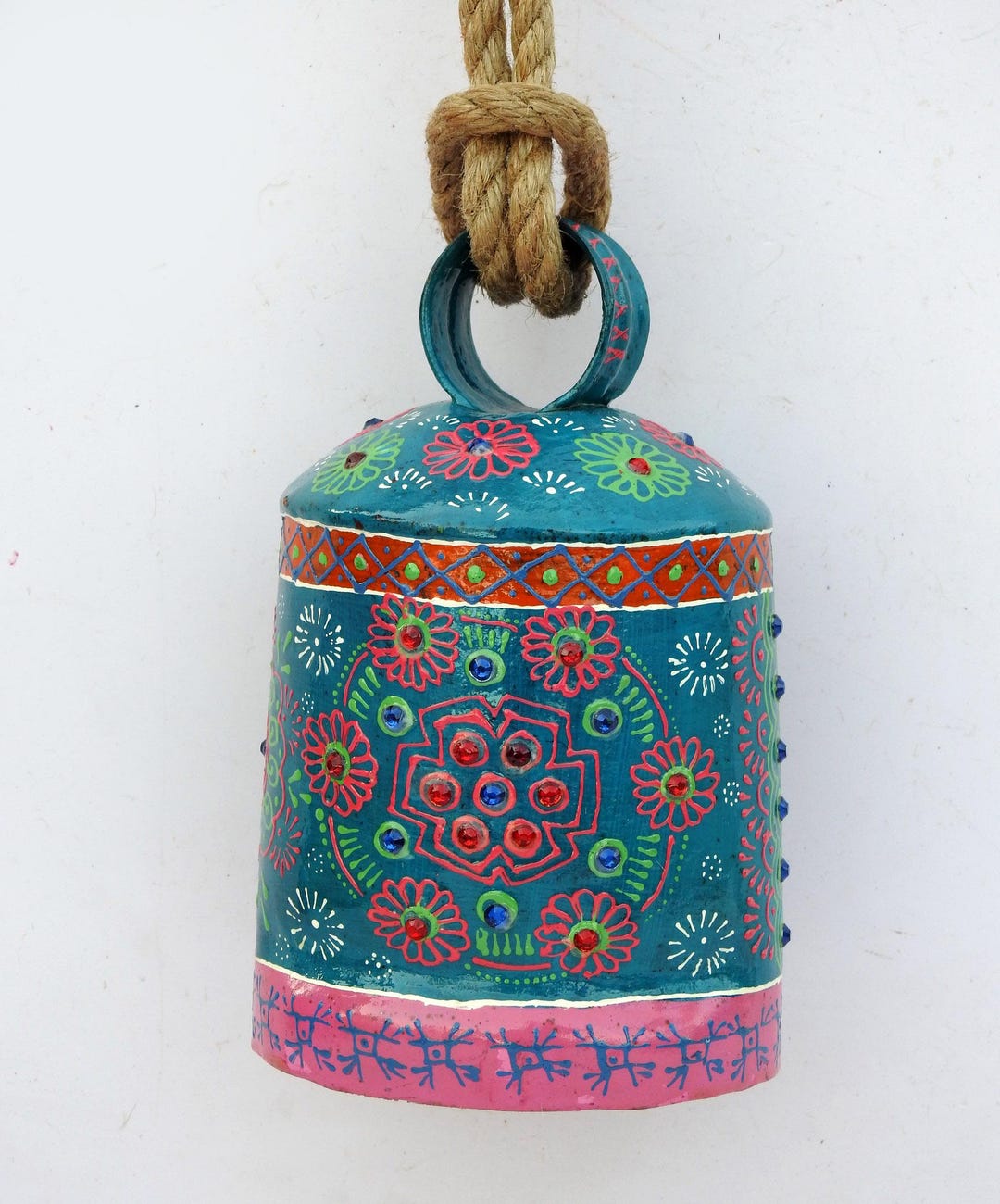 Vintage Swiss Cow Bell Metal Decorative Emboss Hand Painted Farm Animal ...