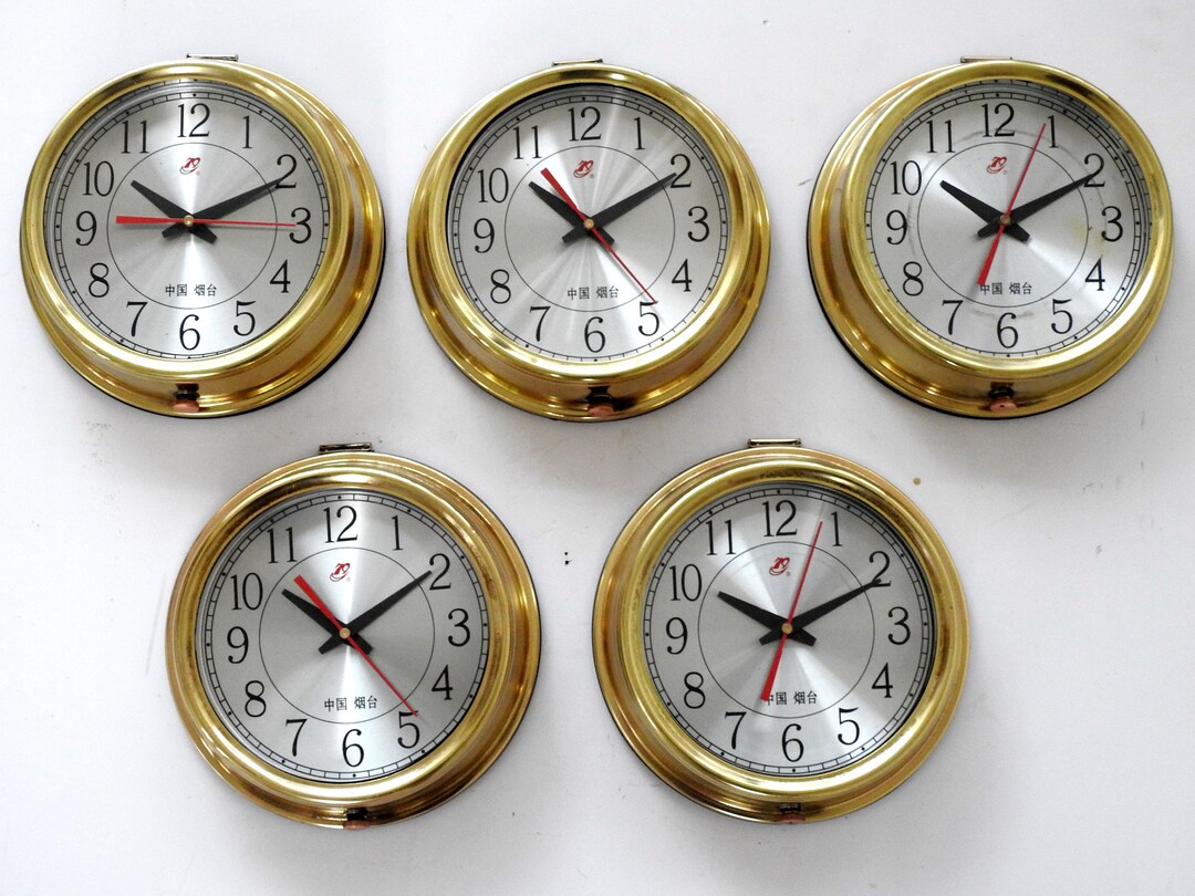 Set of 5 Vintage 1990's Maritime Clocks Original Slave Nautical Ship's ...