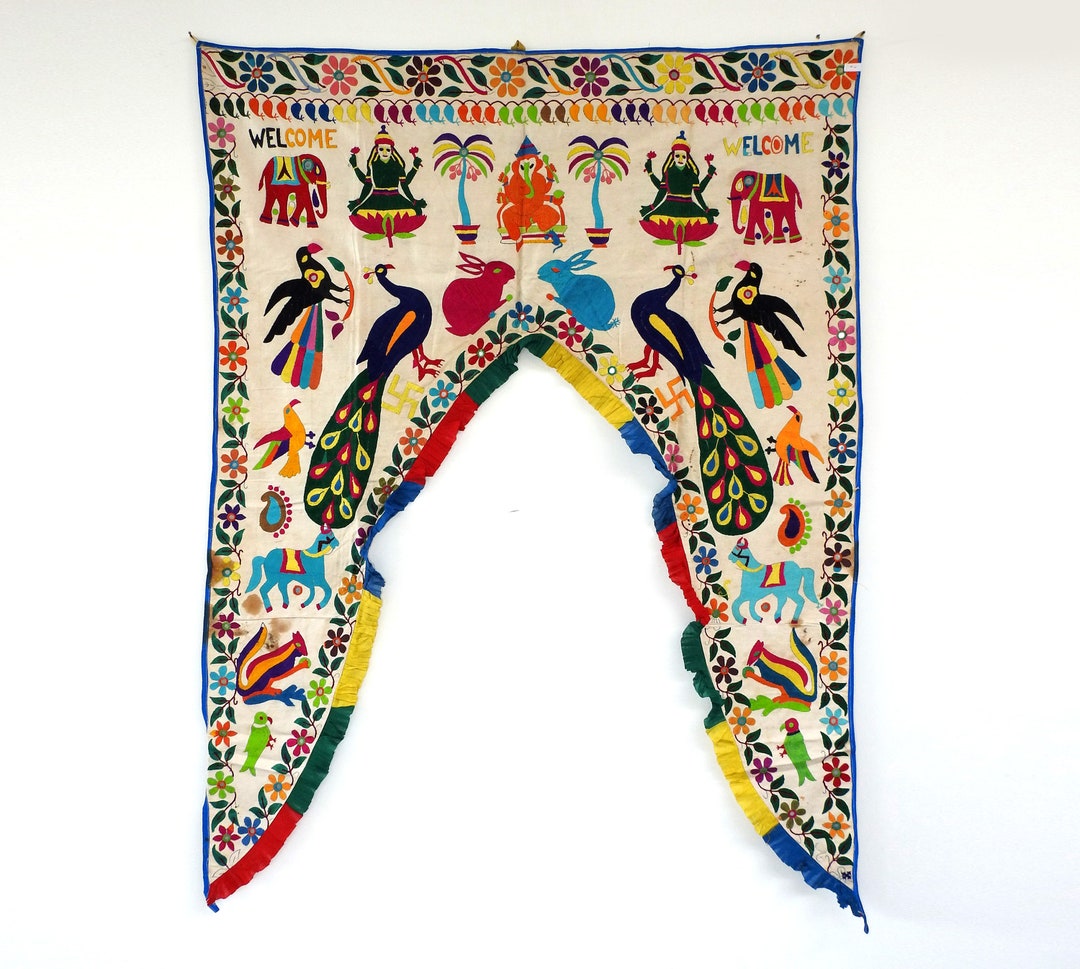 Vintage Porte Toran Valance Kutch Brodé à la main Fenêtre Topper ...