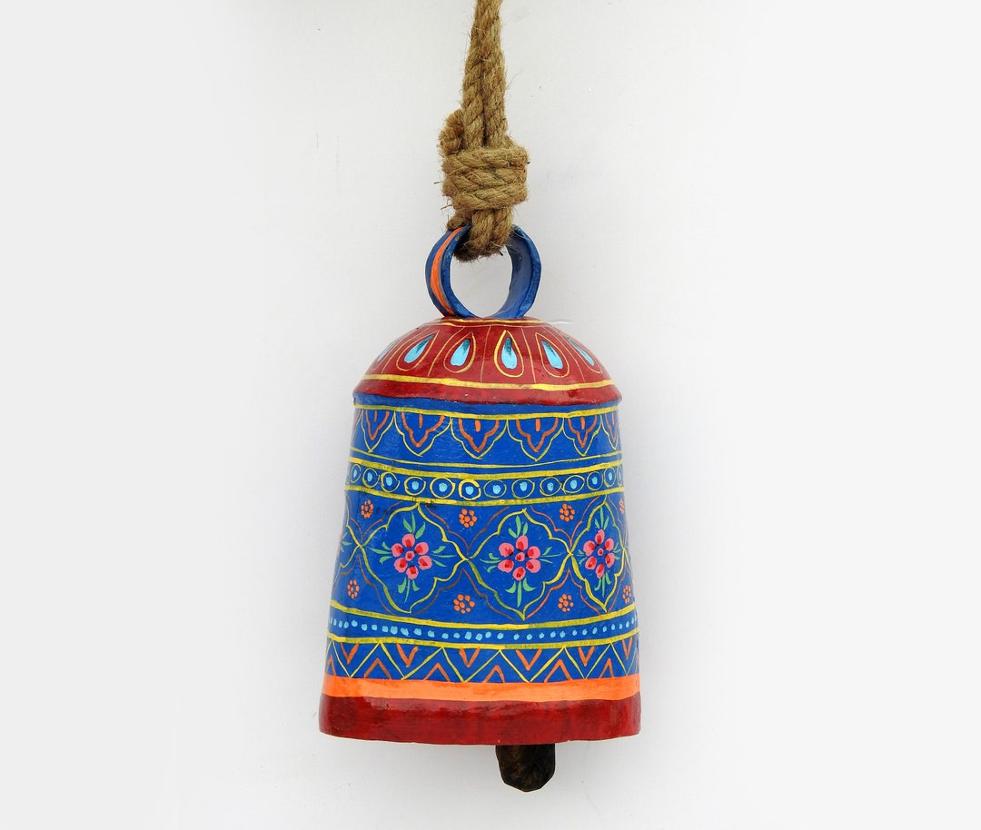 Vintage Metal Cowbell Decoration Copper Brass Hand Painted Collectible ...