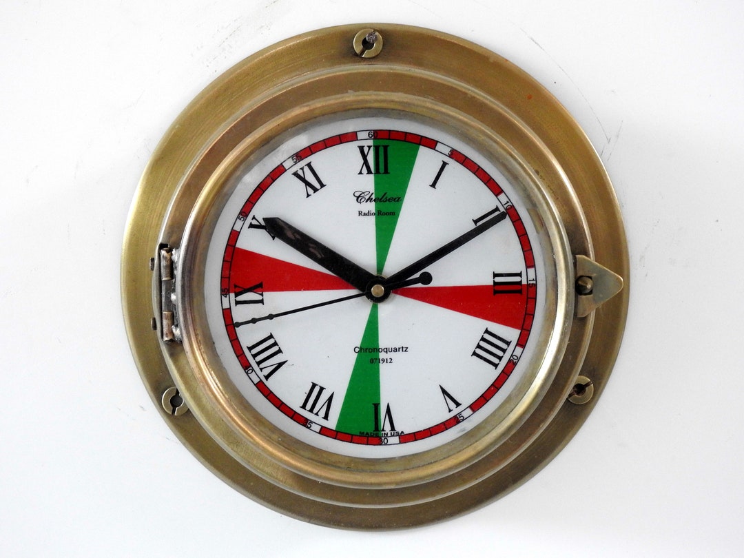 Brass Vintage Maritime Slave Wall Clock Vintage Navigation Redio Marine ...