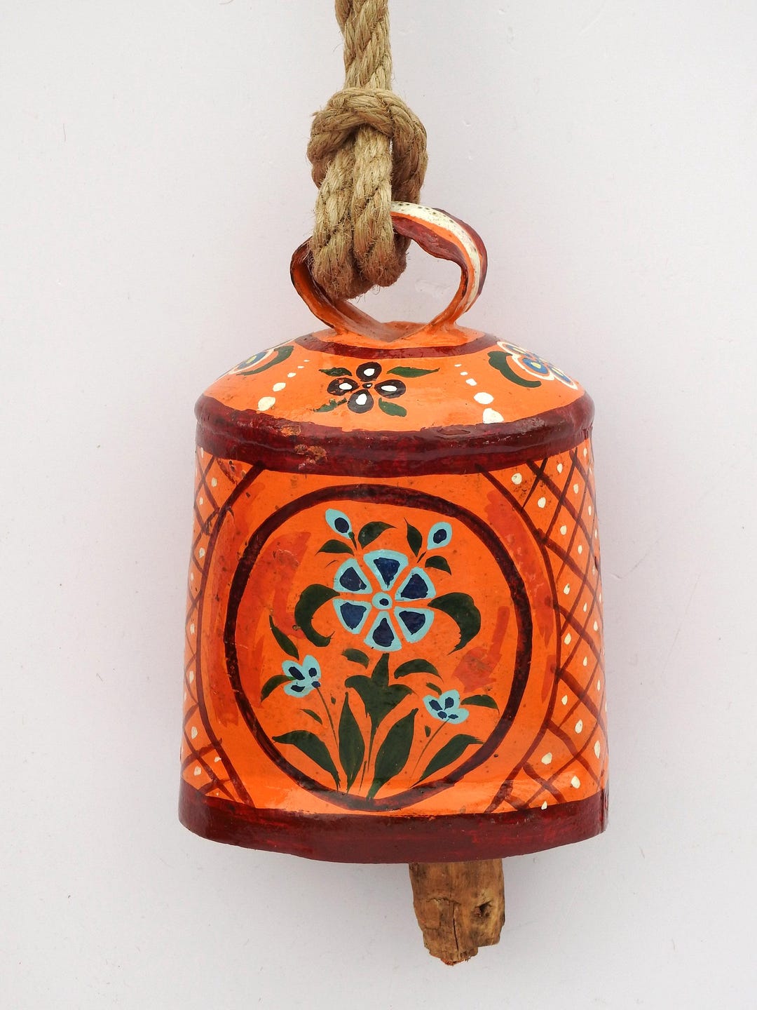 Vintage Swiss Cow Bell Metal Decorative Emboss Hand Painted Farm Animal ...