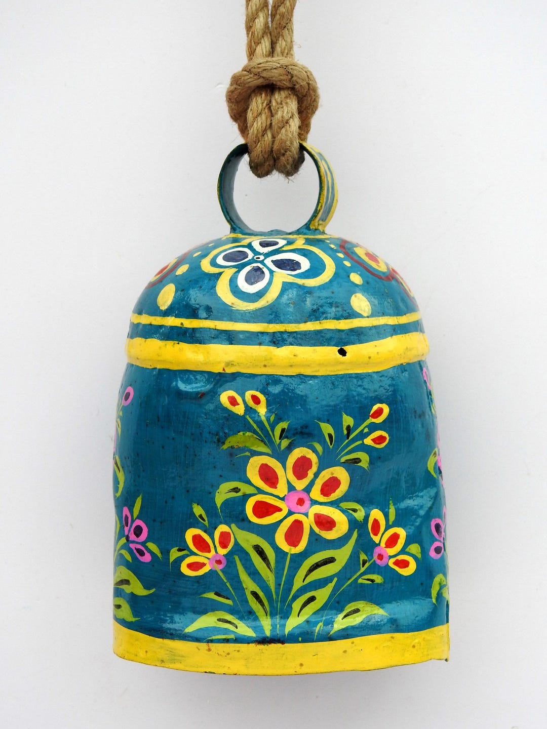 Vintage Swiss Cow Bell Metal Decorative Emboss Hand Painted Farm Animal ...