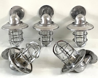 Nautical Maritime Brass Caged Shade Light Passageway Bulkhead Ship ...