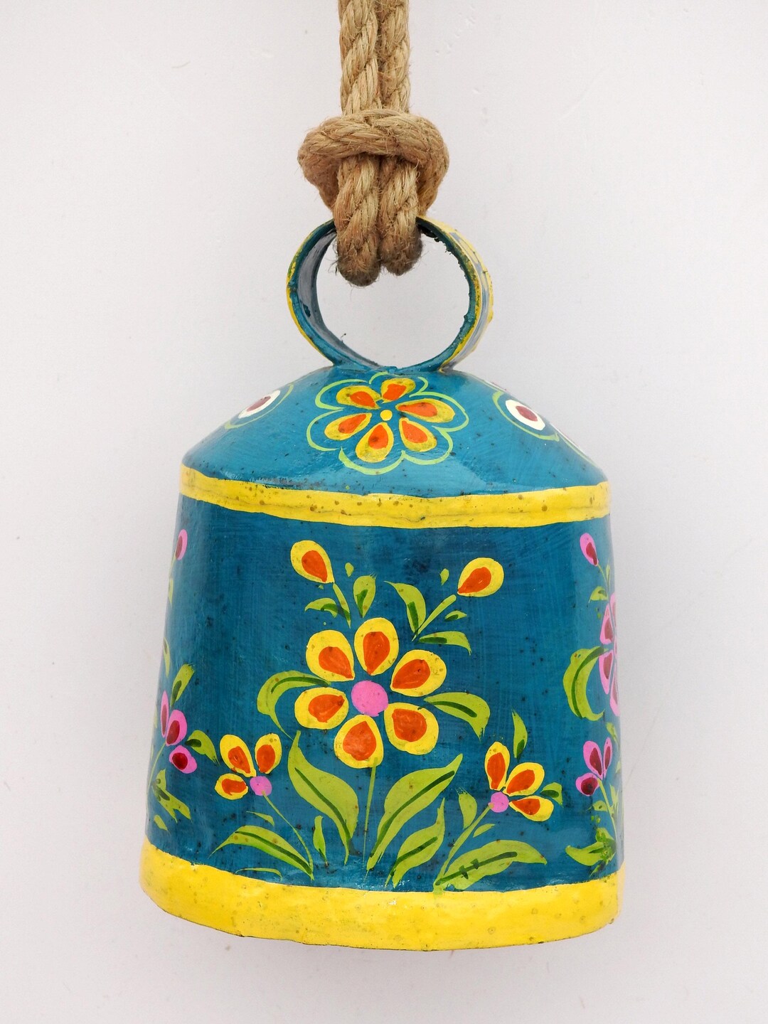 Vintage Swiss Cow Bell Metal Decorative Emboss Hand Painted Farm Animal ...