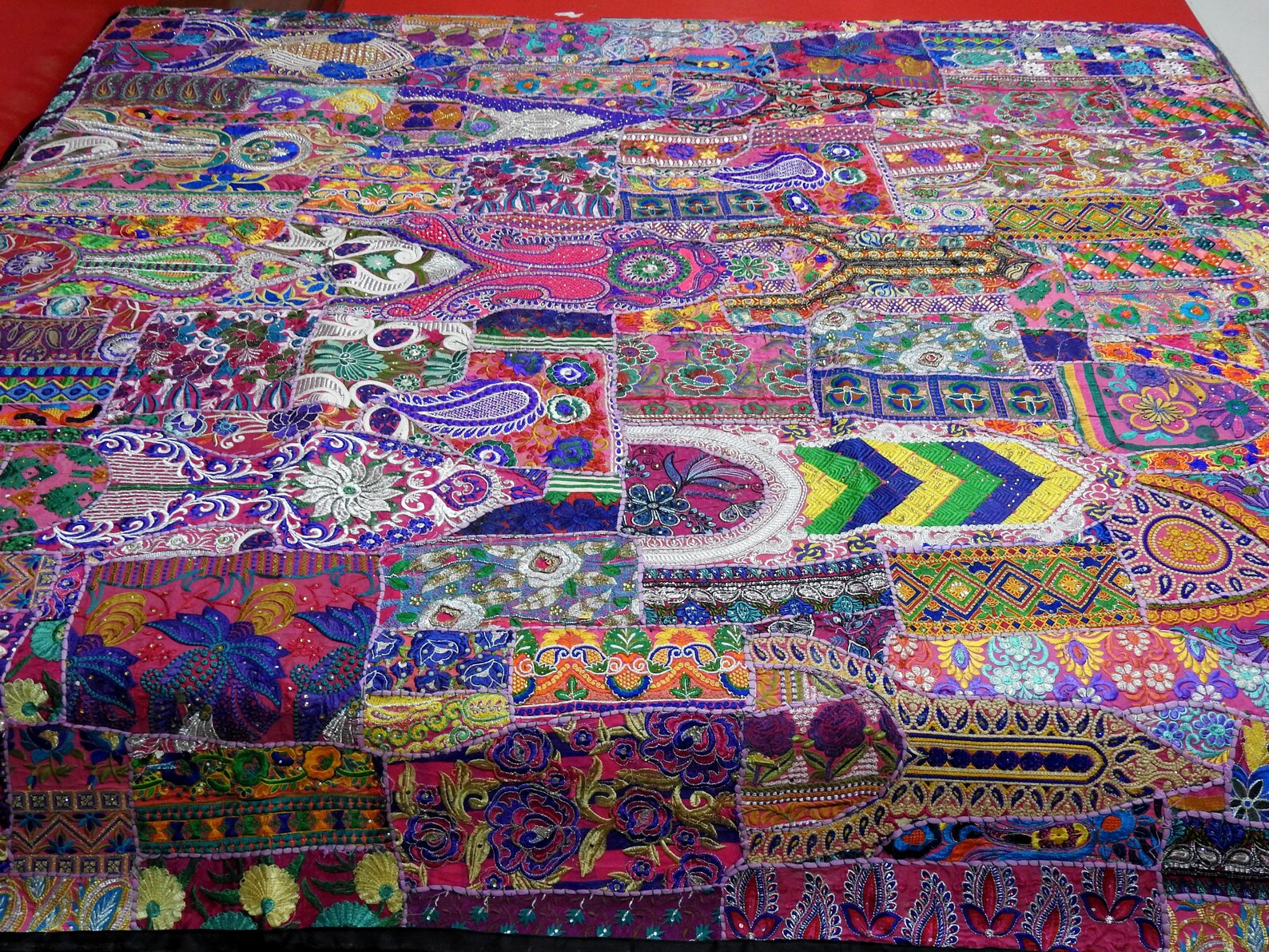 Vintage Bohemian Patchwork Bedspread Throw Bed Cover Cotton - Etsy