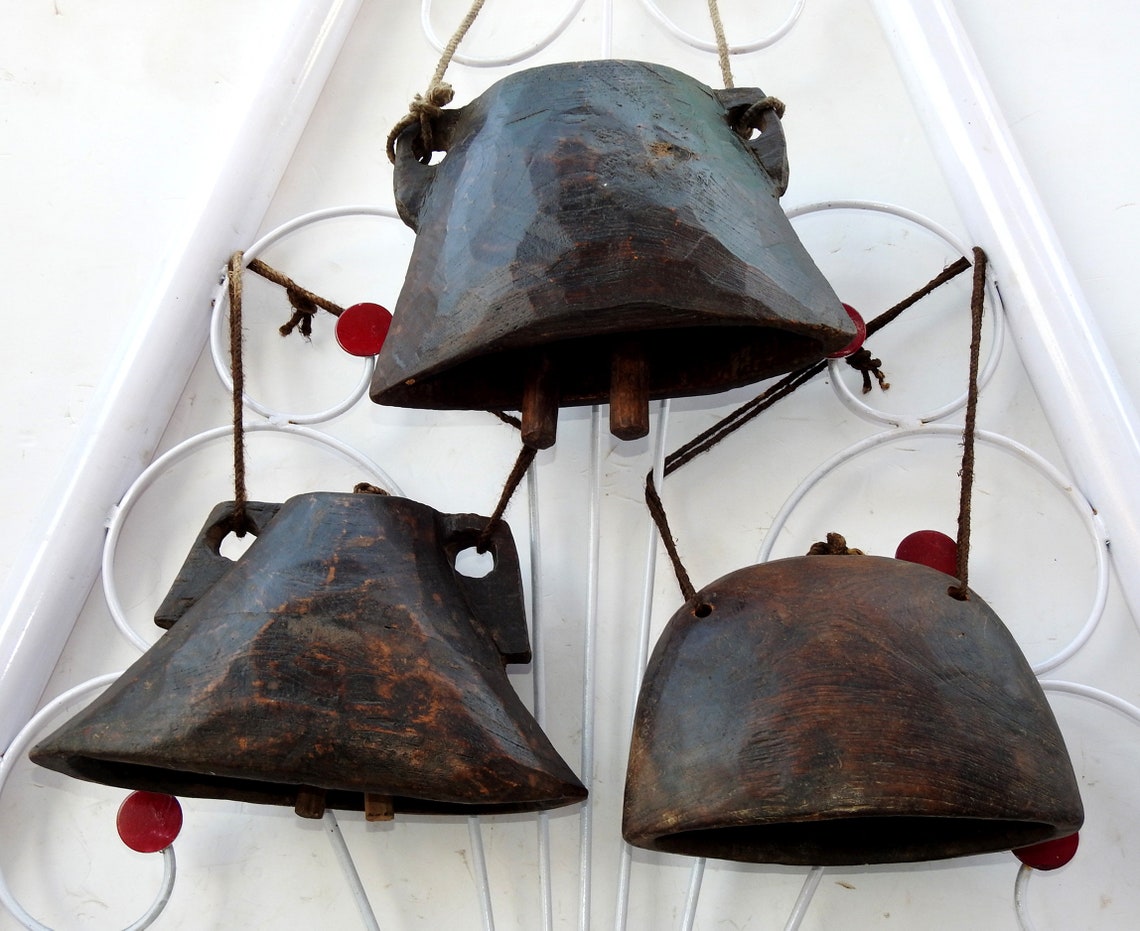 Lot of 03 Pcs Vintage 1900'S Tribal Teak Wood Cowbell - Etsy