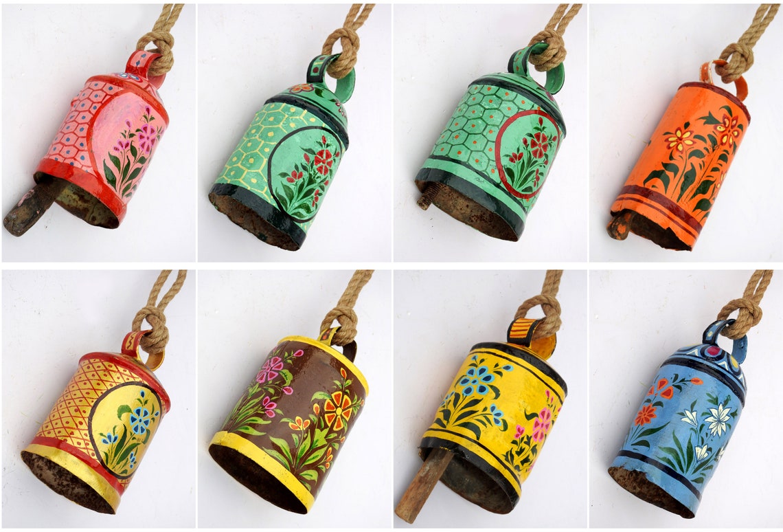 Vintage Swiss Cow Bell Metal Decorative Emboss Hand Painted | Etsy