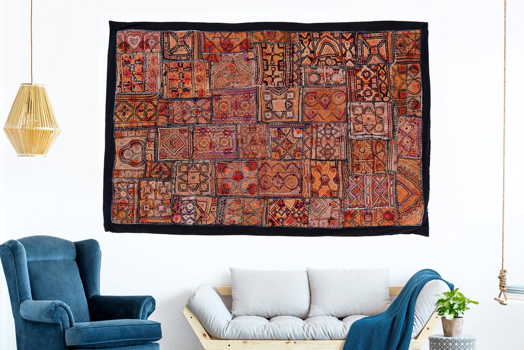 Vintage Bohemian Patchwork Tapestry: Embroidered Ethnic Wall Decor (36 ...