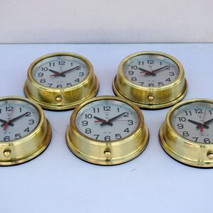All Brass Set of 05 Vintage Maritime Slave Wall Clock Vintage ...