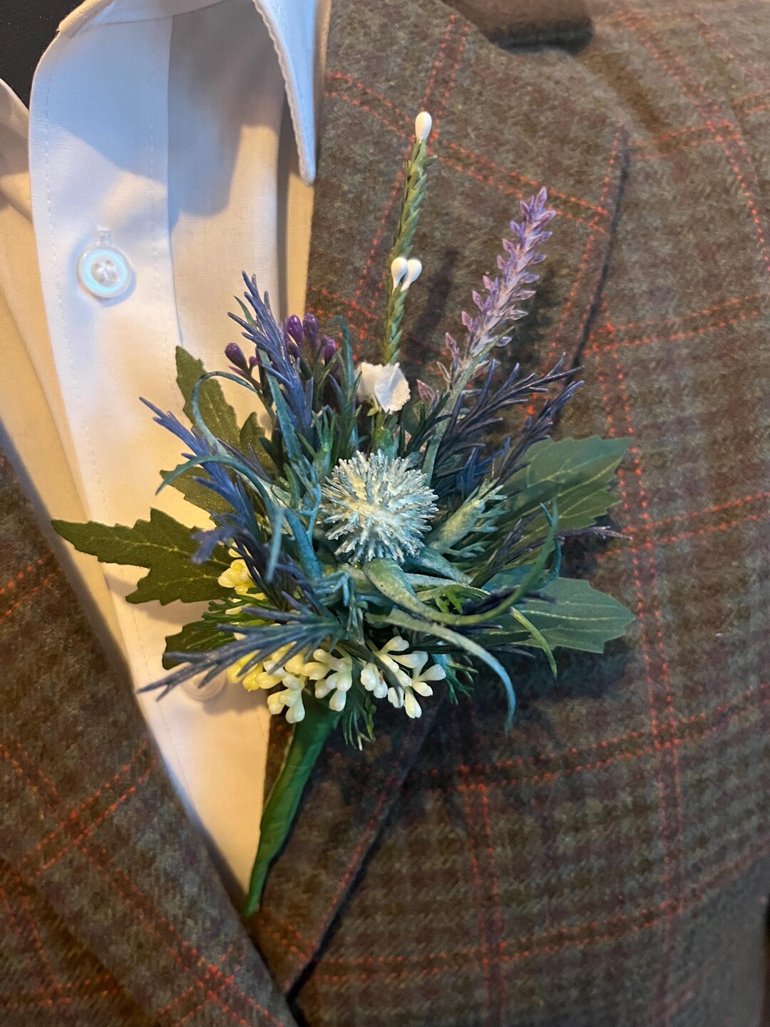 Scottish Style Artificial Handmade Buttonhole With Sea Holly/eryngium ...