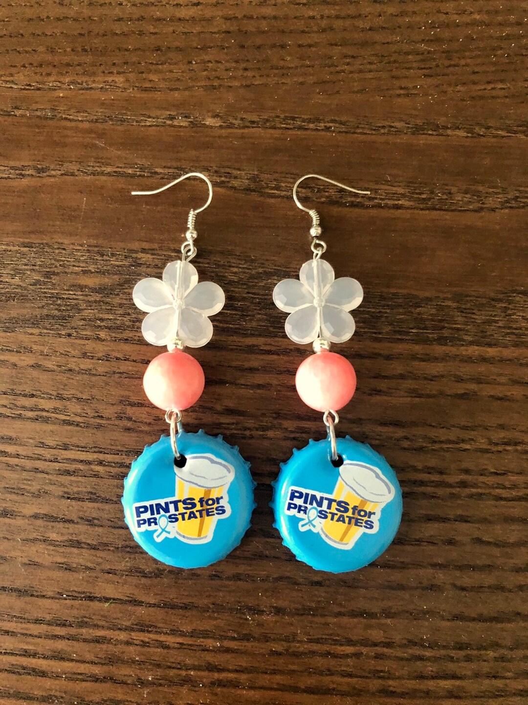 Pints for Prostates! Flower Beerrings Bottle Cap Earrings - Etsy