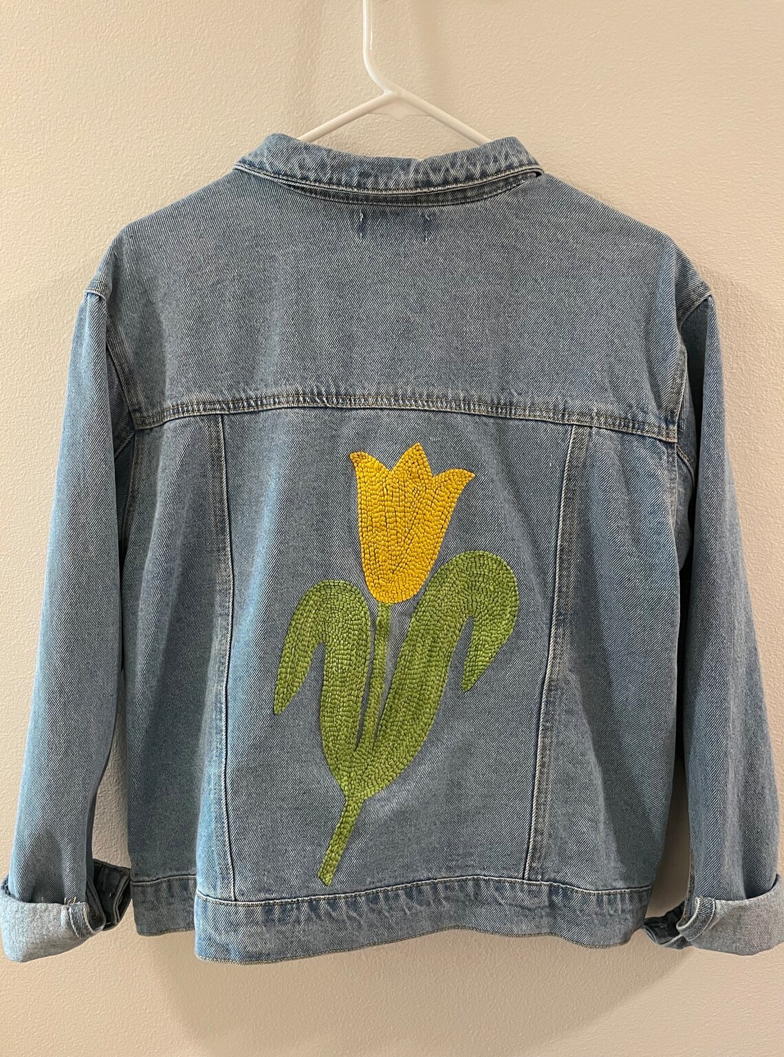 Spring Tulips Denim Jacket Punch Needle Embroidery - Etsy