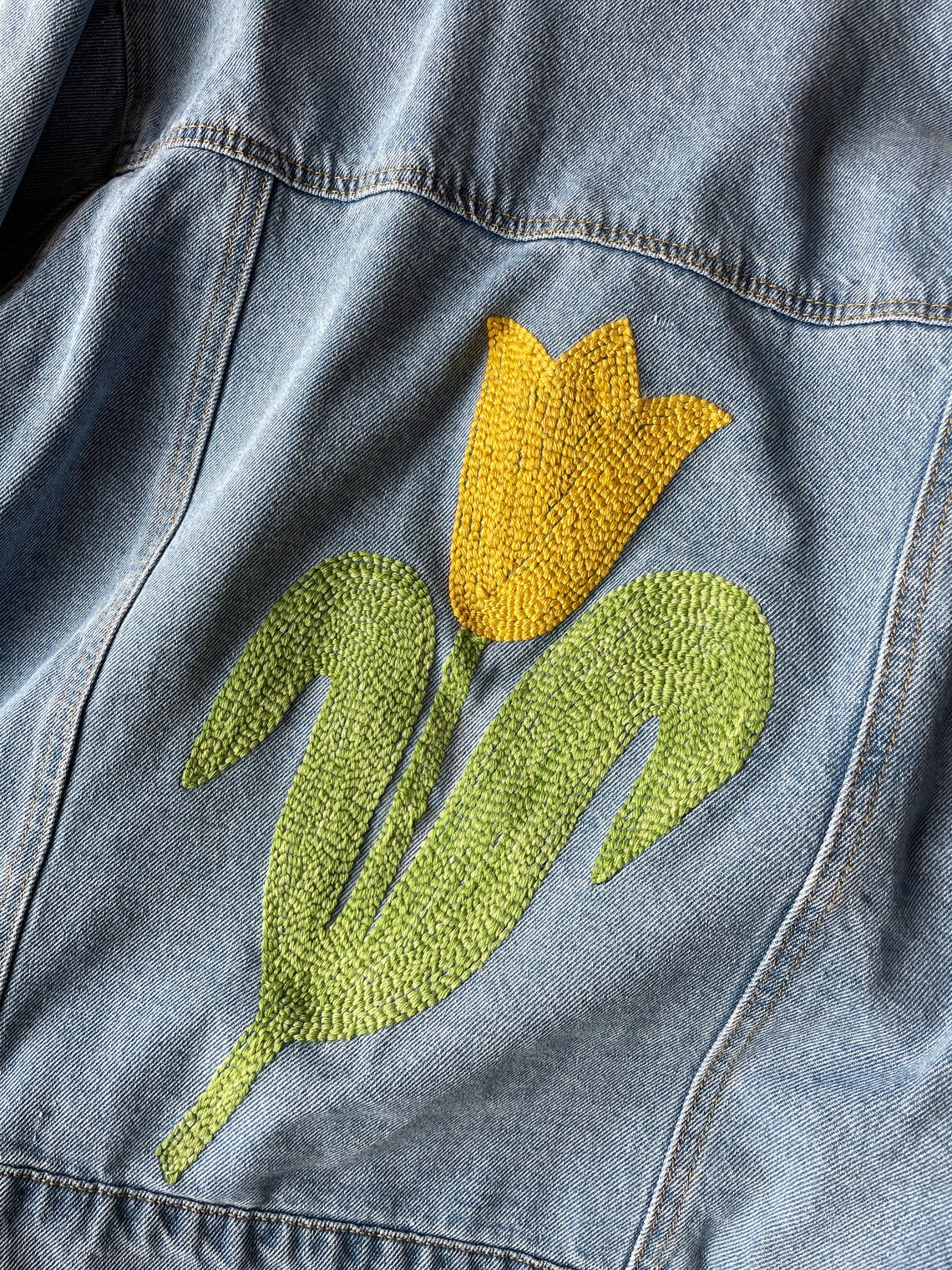 Spring Tulips Denim Jacket Punch Needle Embroidery - Etsy